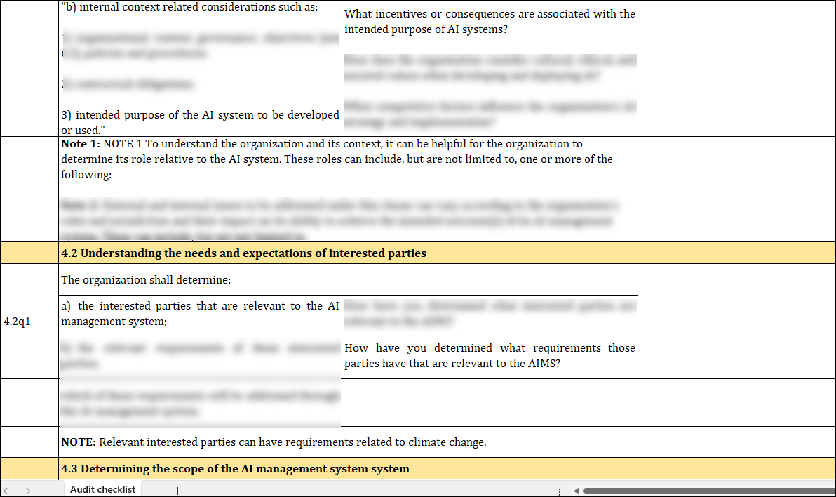 ISO 42001 Internal Audit Checklist Excel Template – ISO Templates and ...