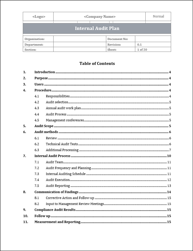 ISO 42001 Internal Audit Plan Template – ISO Templates and Documents ...