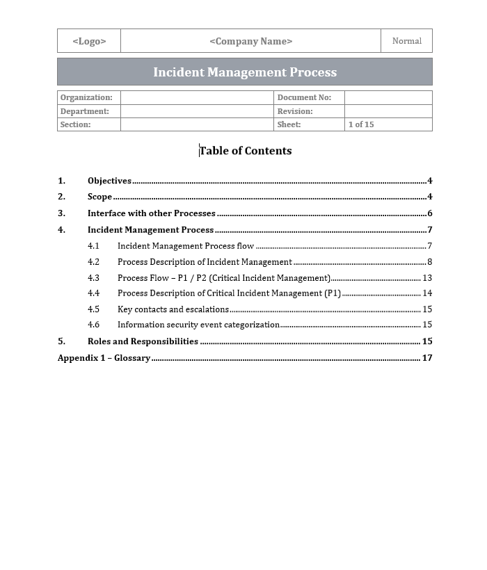 ISO 27001 - Incident Management Procedure Template – ISO Templates and ...