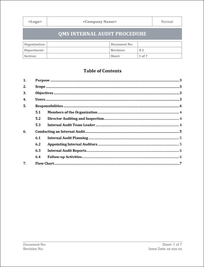 ISO 9001: QMS Internal Audit Procedure – ISO Templates and Documents ...