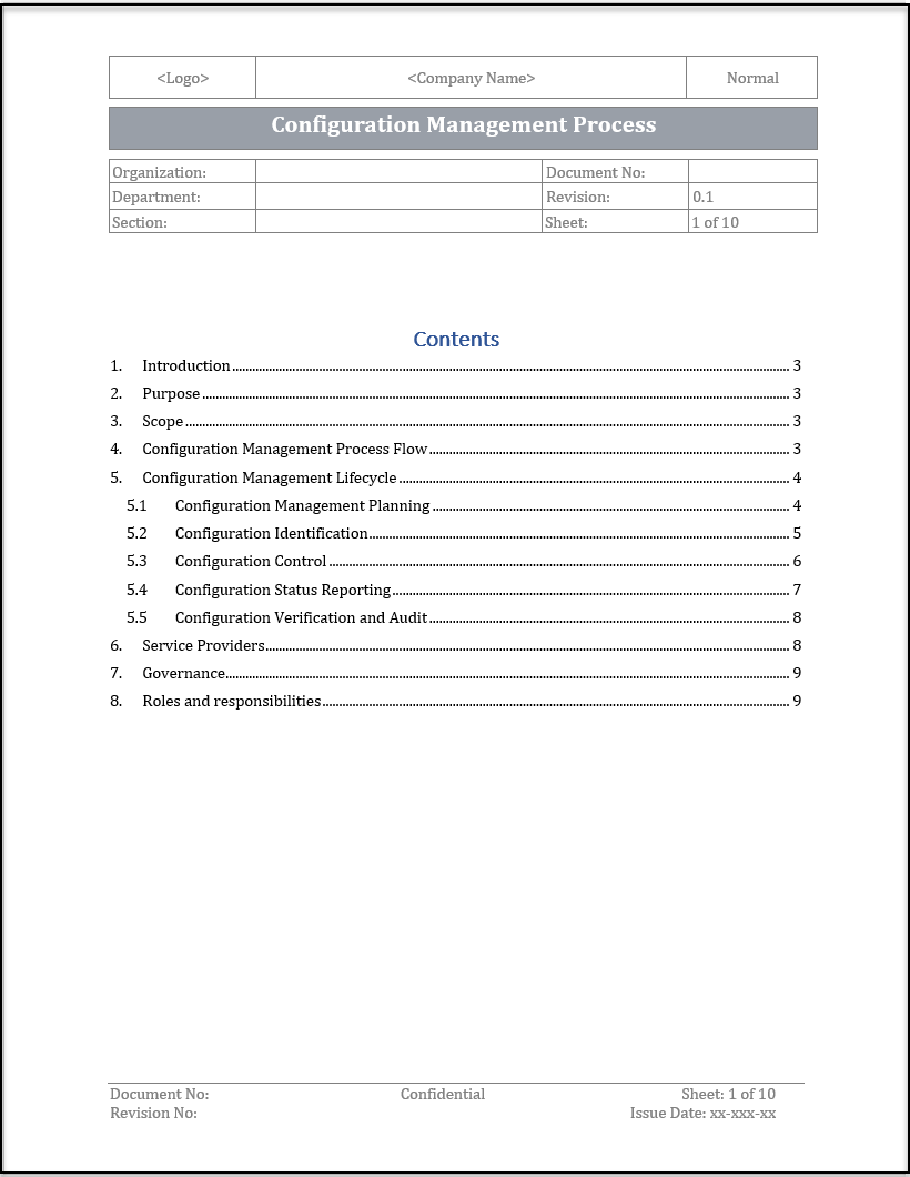 ISO 20000 Configuration Management Process Template – ISO Templates and ...