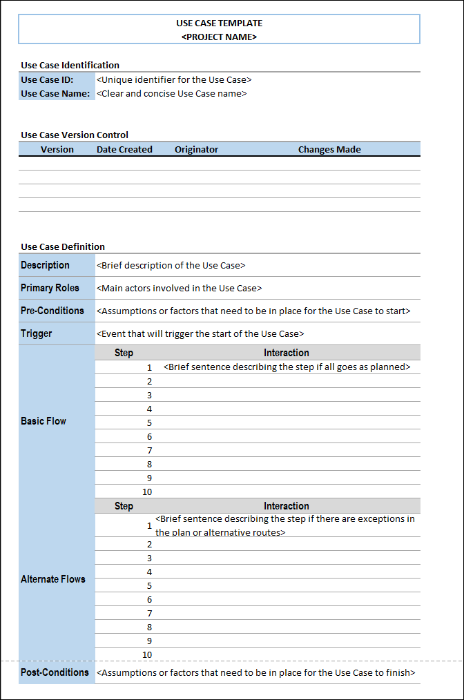 Use Case Template Excel – ISO Templates and Documents Download